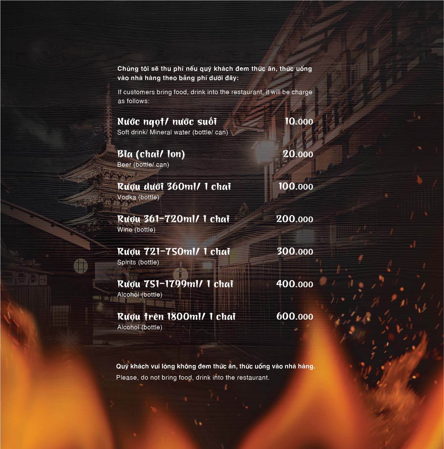Menu ALC - Tasaki